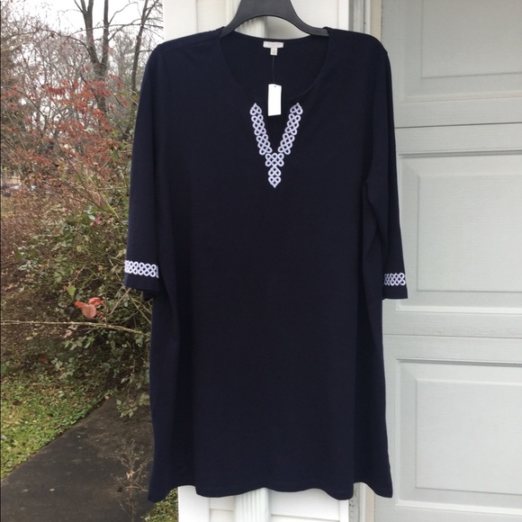 Talbots | Swim | Nwt Talbots Navy White Embroidery Swimsuit Coverup ...